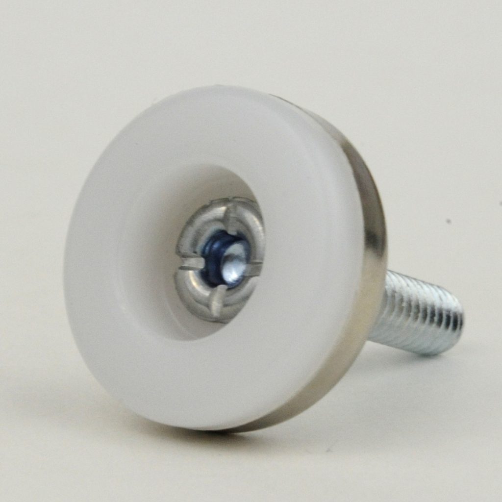 1/4"-20 X 1" X 1" Adjustable Glide Leveler, Flat Base, Natural Poly ...